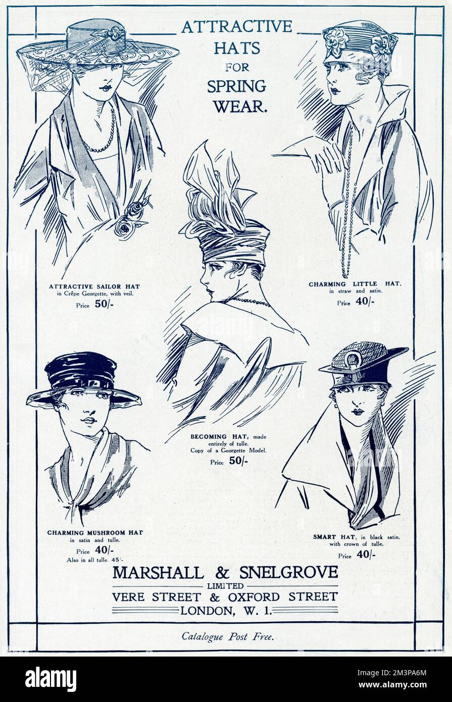 A selection of attractive hats for 1917. 1917 Stock Photo - Alamy