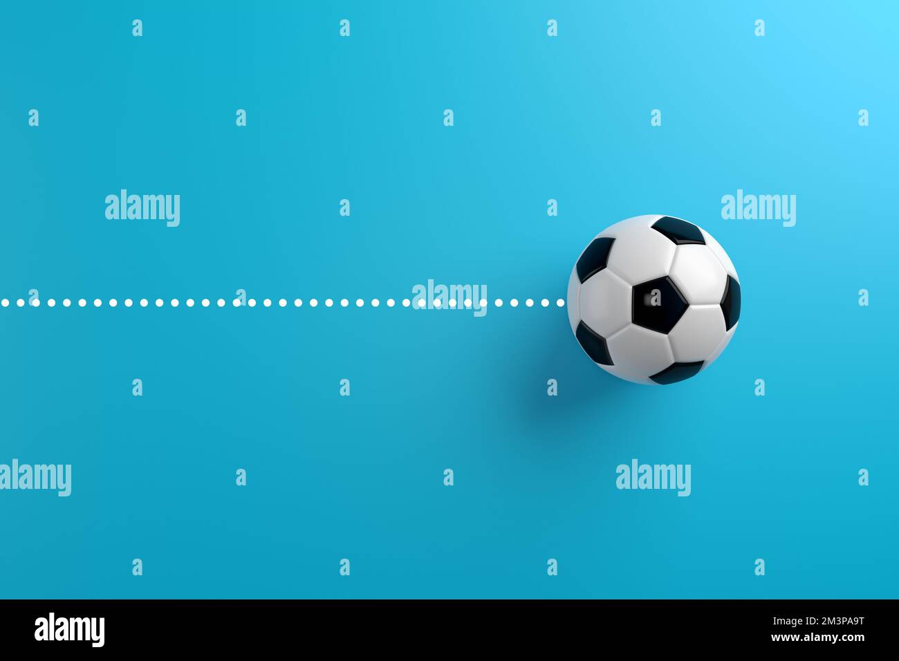 Football soccer ball moves with speed in a straight direction. Shooting ...