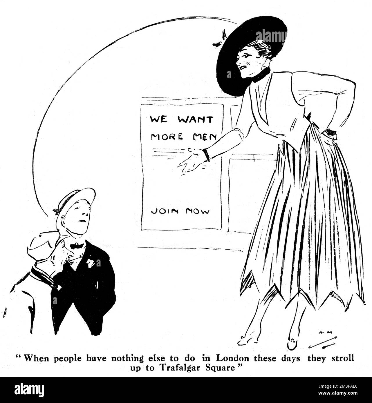 A woman in Trafalgar Square encouraging young men to join up and fight ...