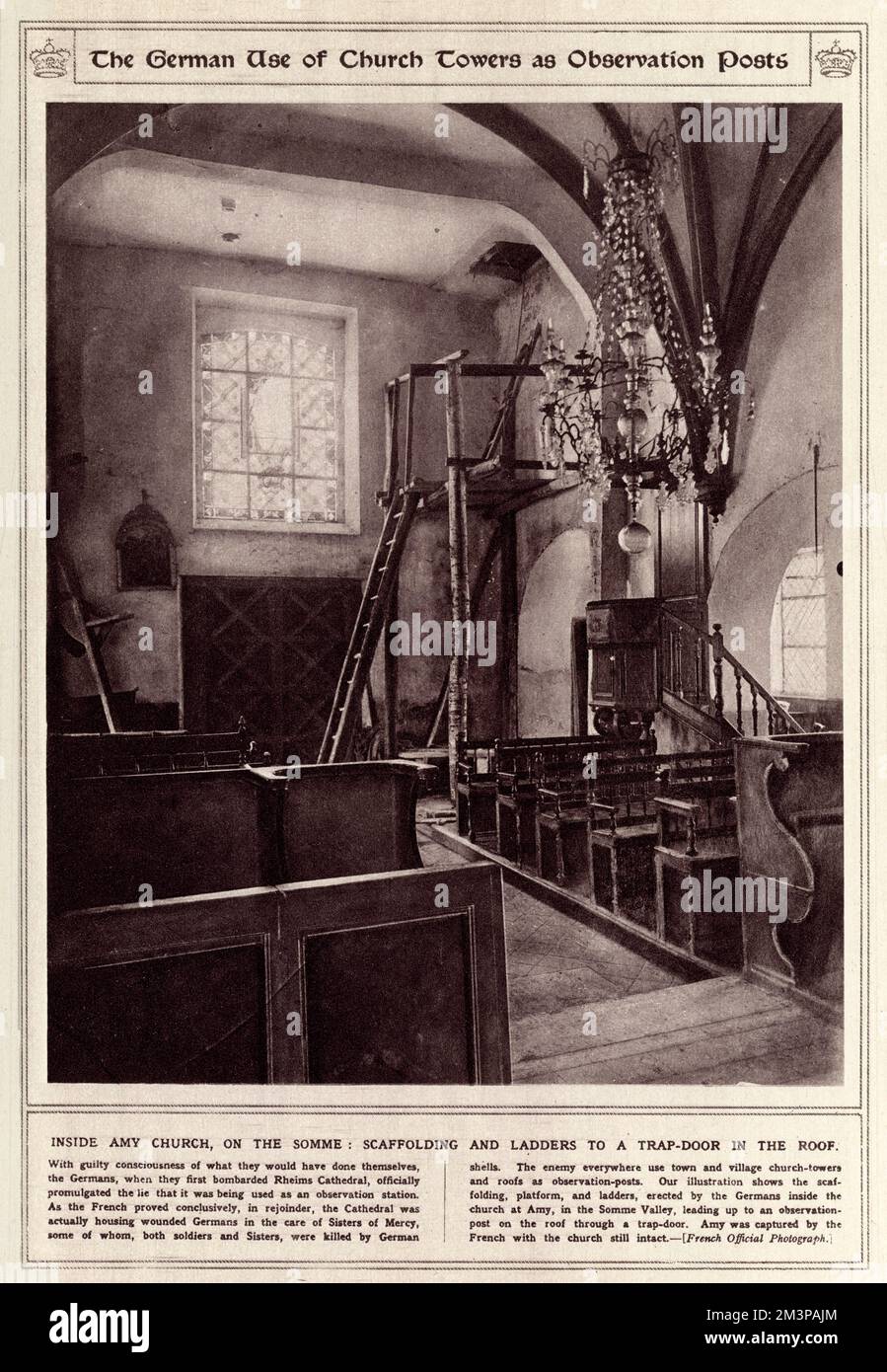 The German use of church towers as observation posts in WW1 Stock Photo ...