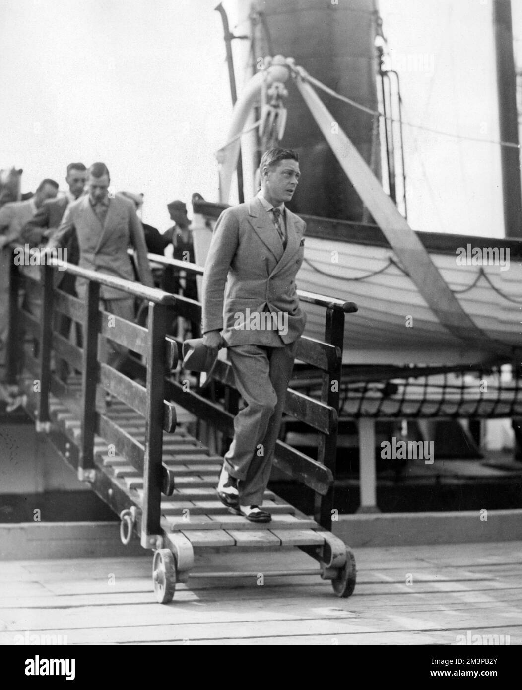 Prince Edward of Wales (future Edward VIII) photographed alighting from ...