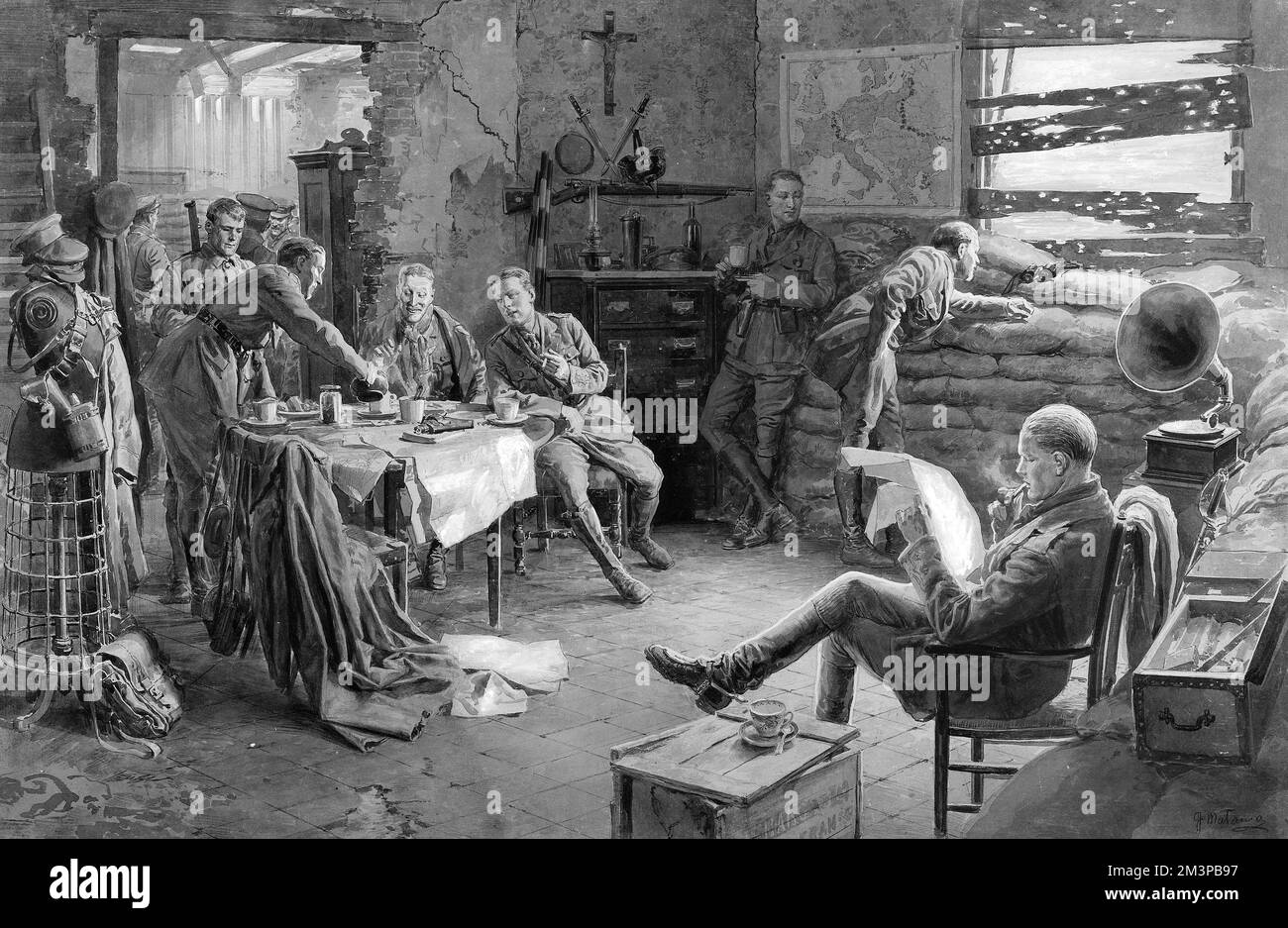Army personnel relaxing in barracks, WW1 Stock Photo - Alamy