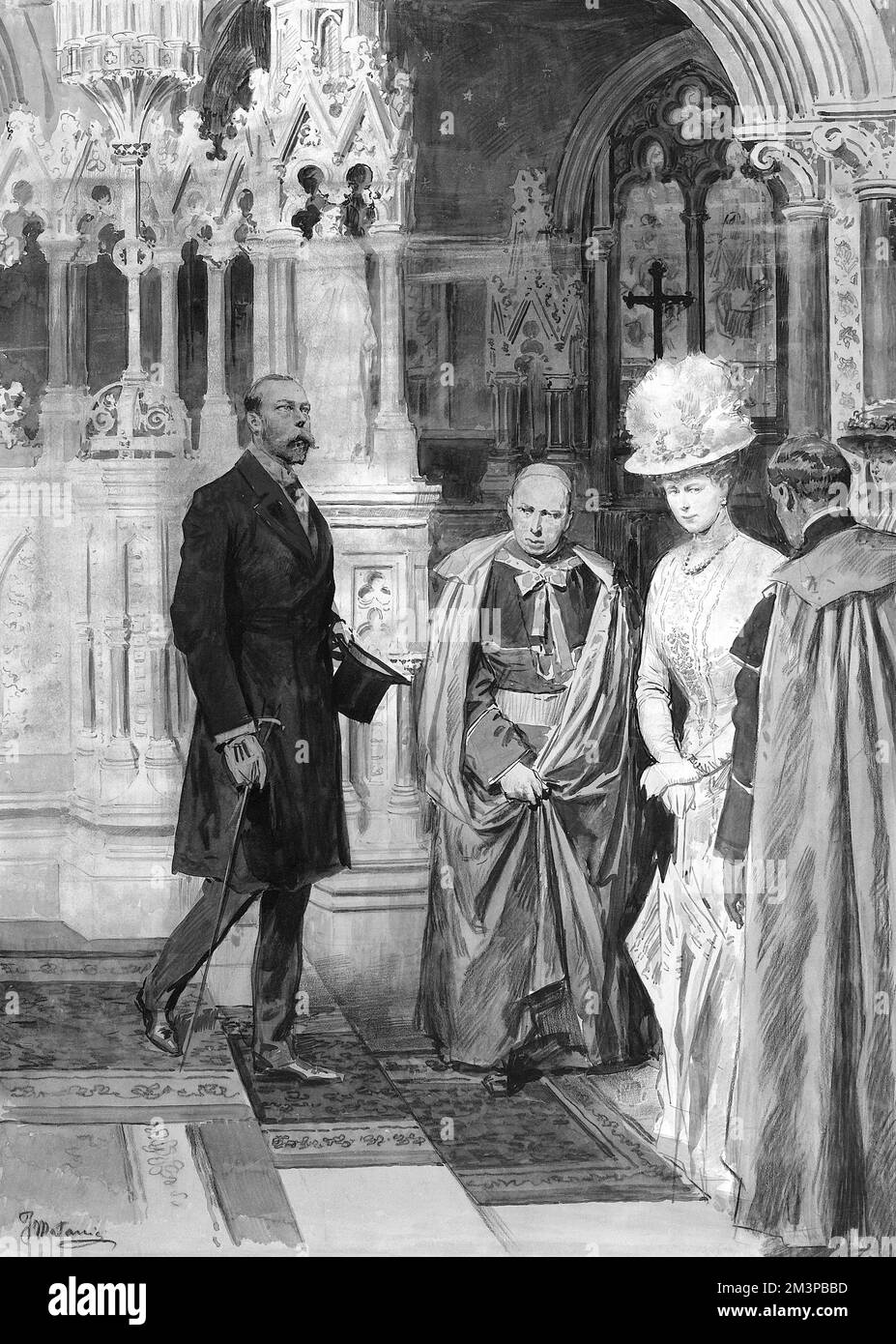 George V and Queen Mary with clergymen Stock Photo - Alamy