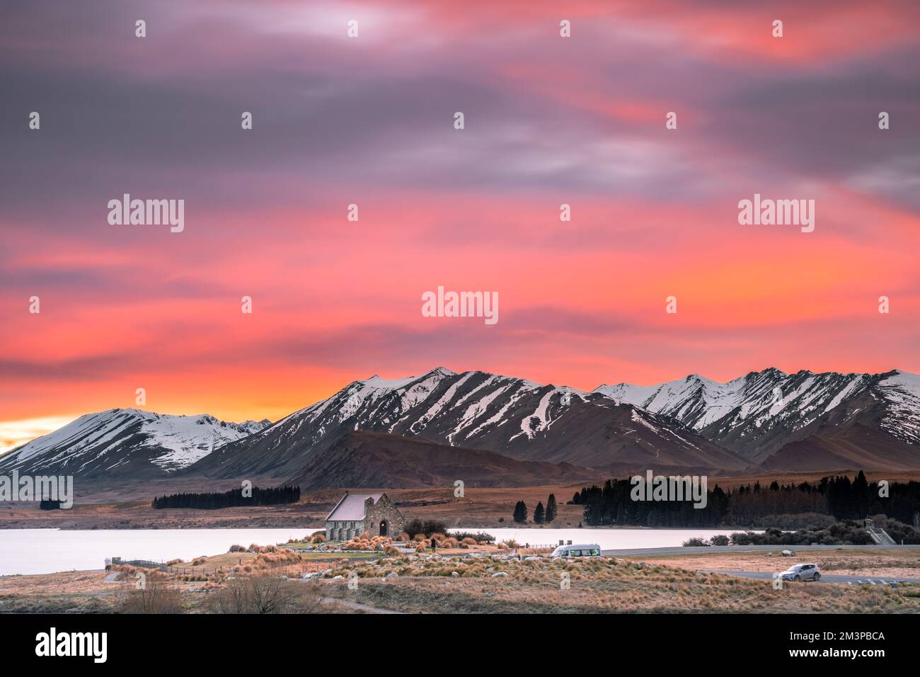 Sunrise view of the Church Of Good Shepherd in late winter with ...