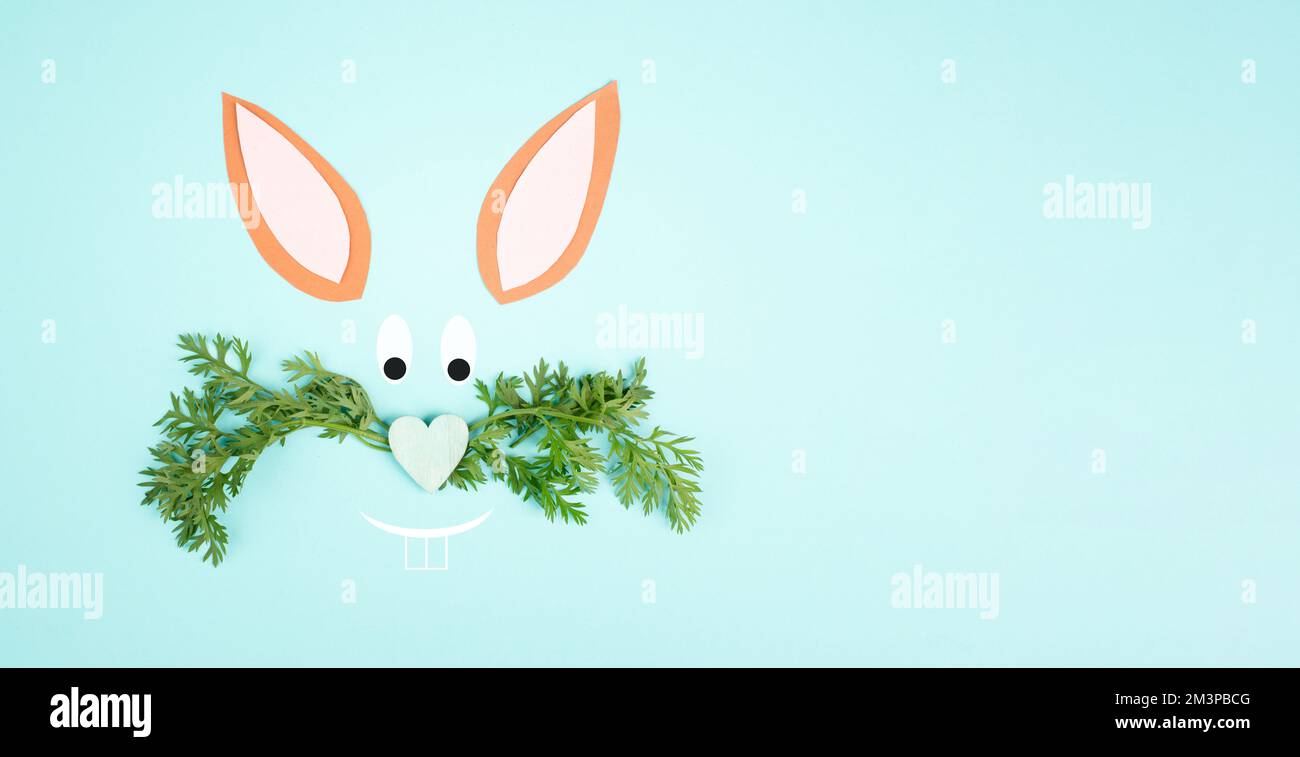 Easter bunny face with a heart shaped nose and whiskers from carrot ...