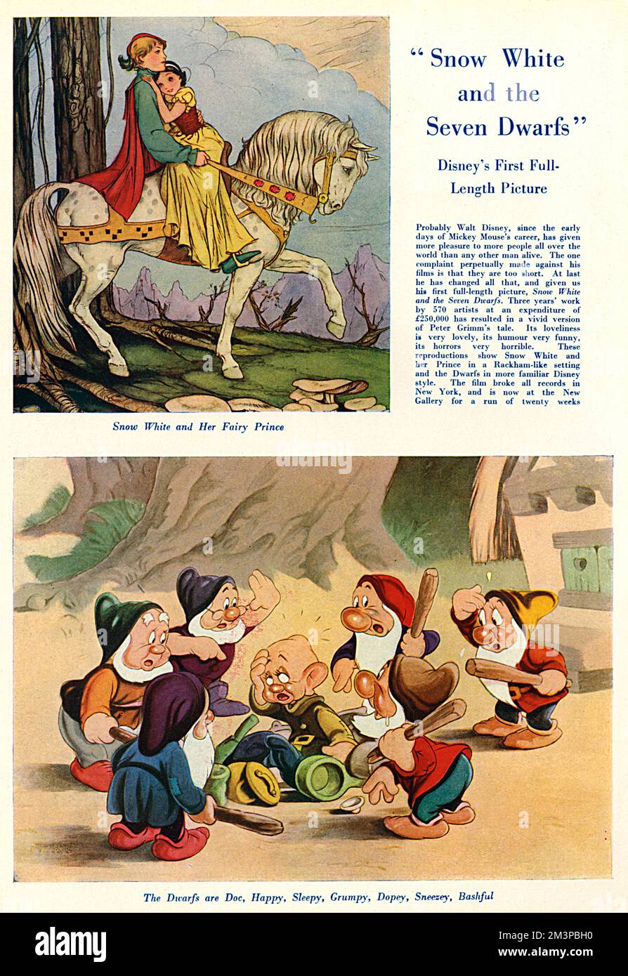Page from The Bystander showing two scenes from the Disney full-length ...