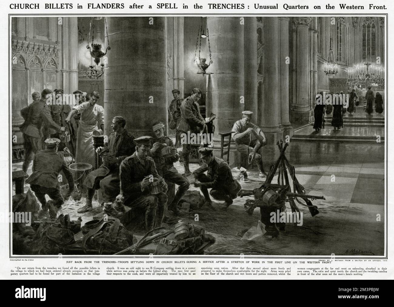 British troops in church billets in Flanders, WW1 Stock Photo - Alamy