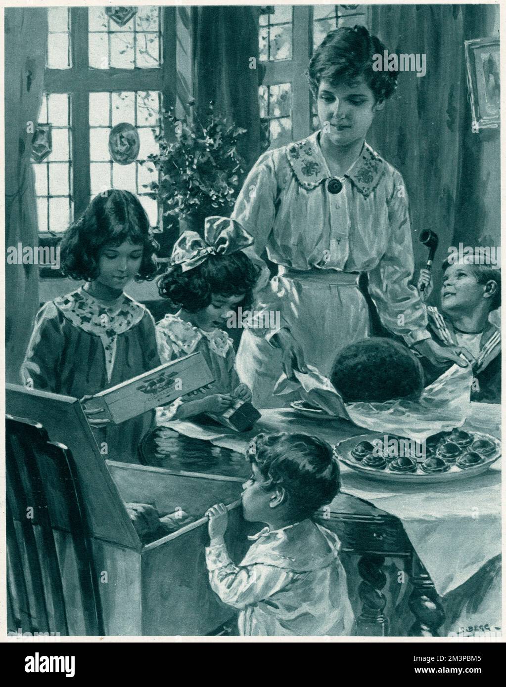 Daddy's Christmas Dinner by Samuel Begg, WW1 Stock Photo - Alamy