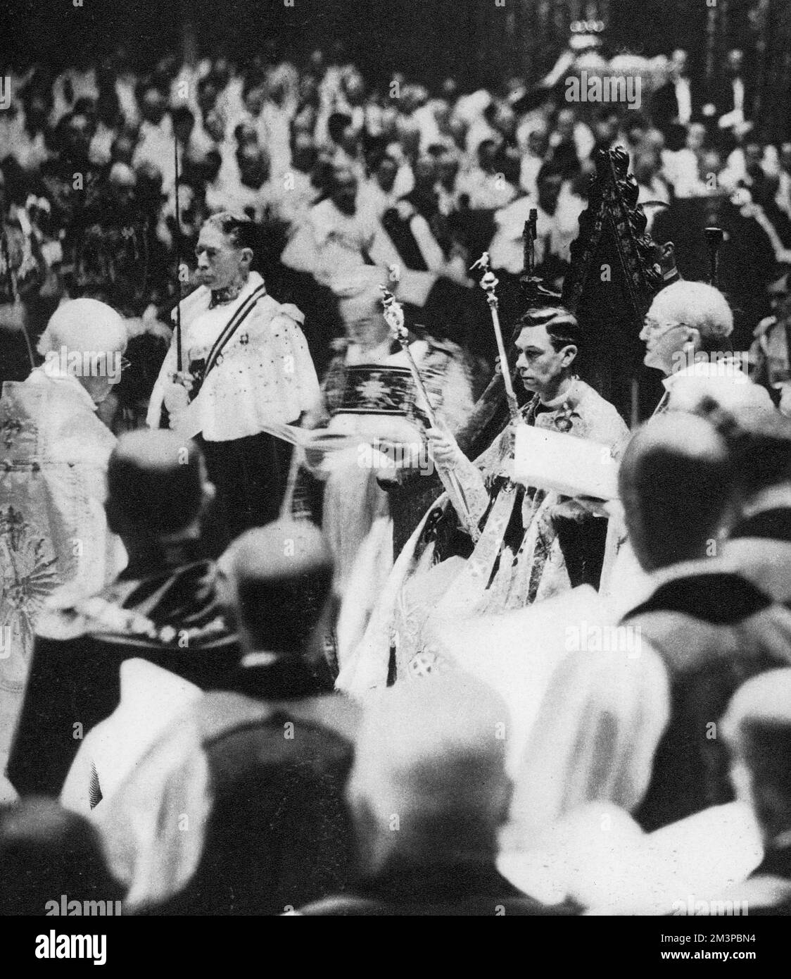 His Majesty King George VI (1895-1952) receives the Sceptre with the ...