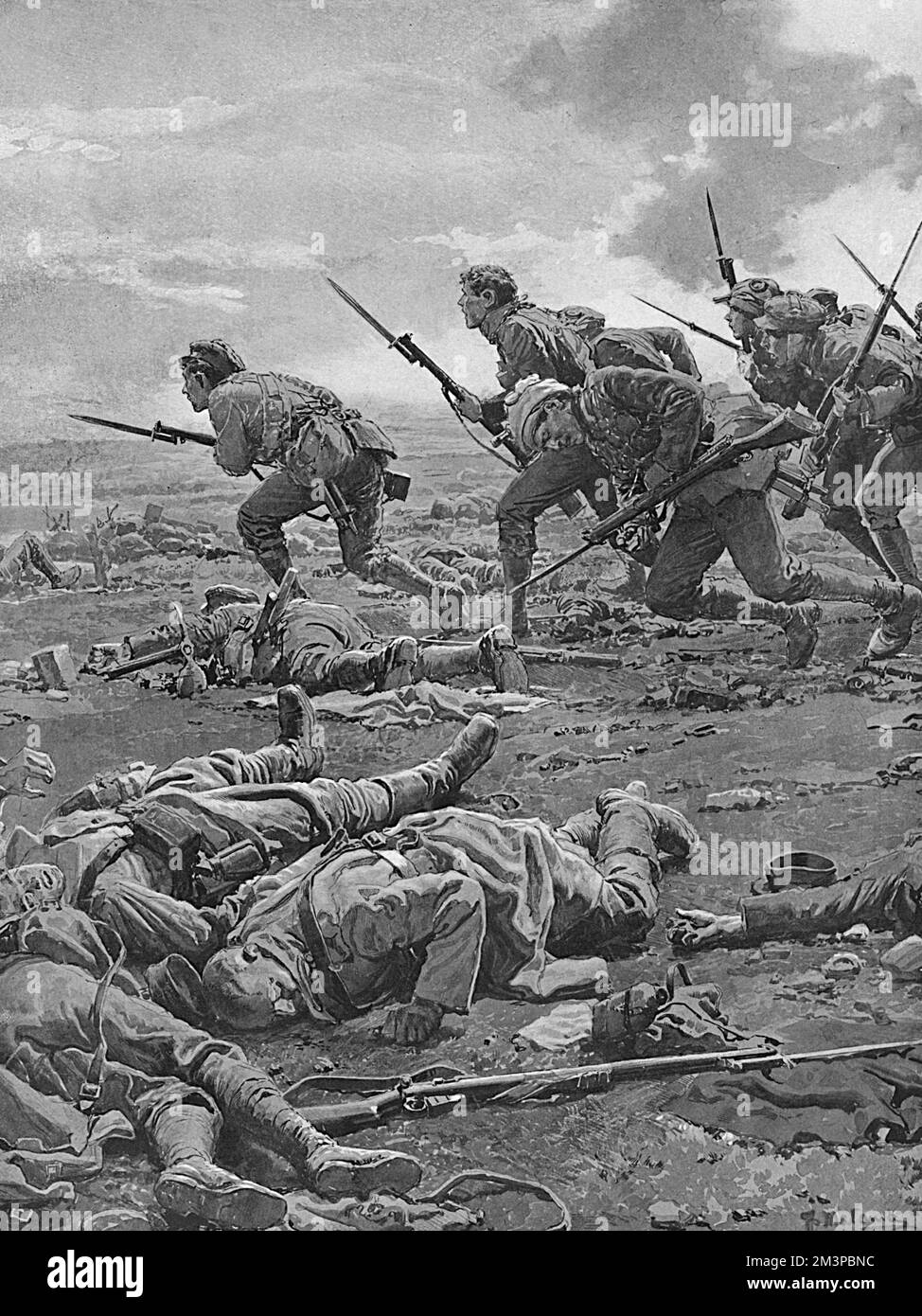 2nd Royal Munster Fusiliers at Hulloch, WW1 by Matania Stock Photo - Alamy