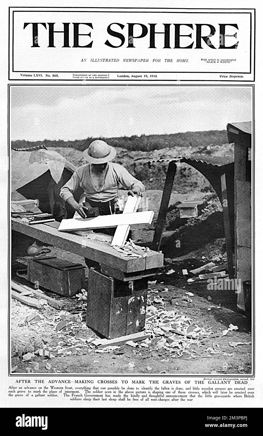 A poignant front cover of The Sphere magazine from August 1916 showing ...