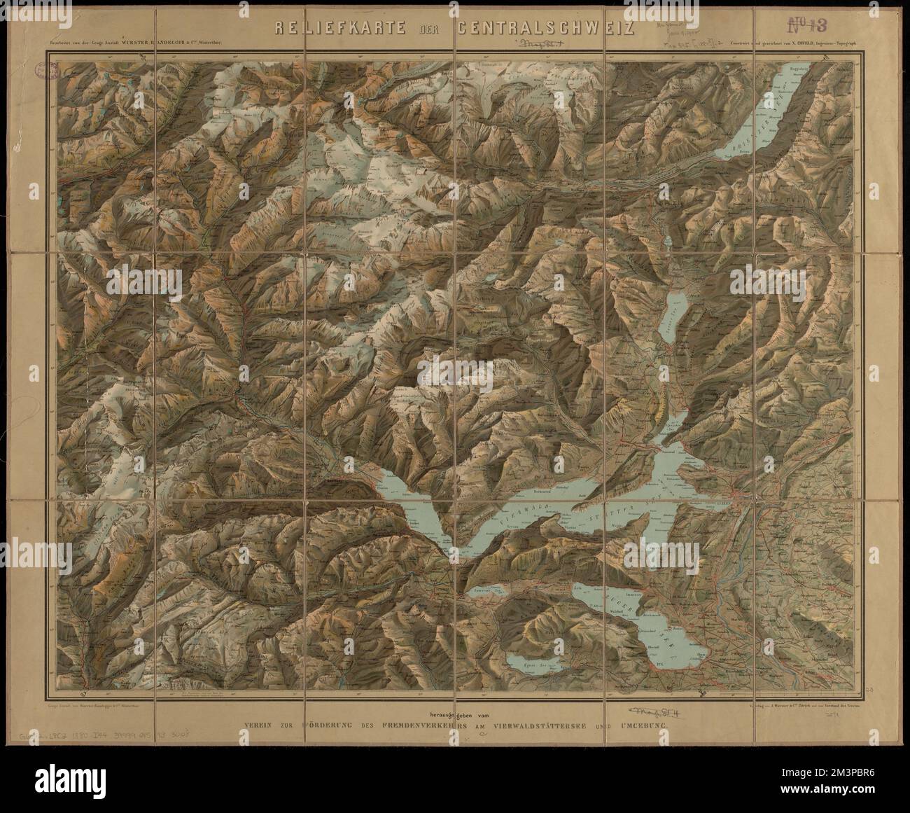 Reliefkarte der Centralschweiz , Lucerne Lake Switzerland, Maps Norman ...