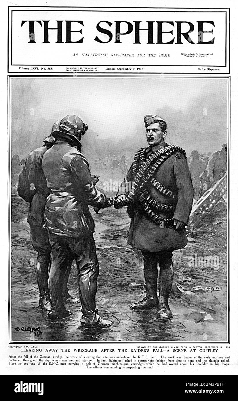 Sphere cover - Clearing away wreckage at Cuffley, WW1 Stock Photo - Alamy