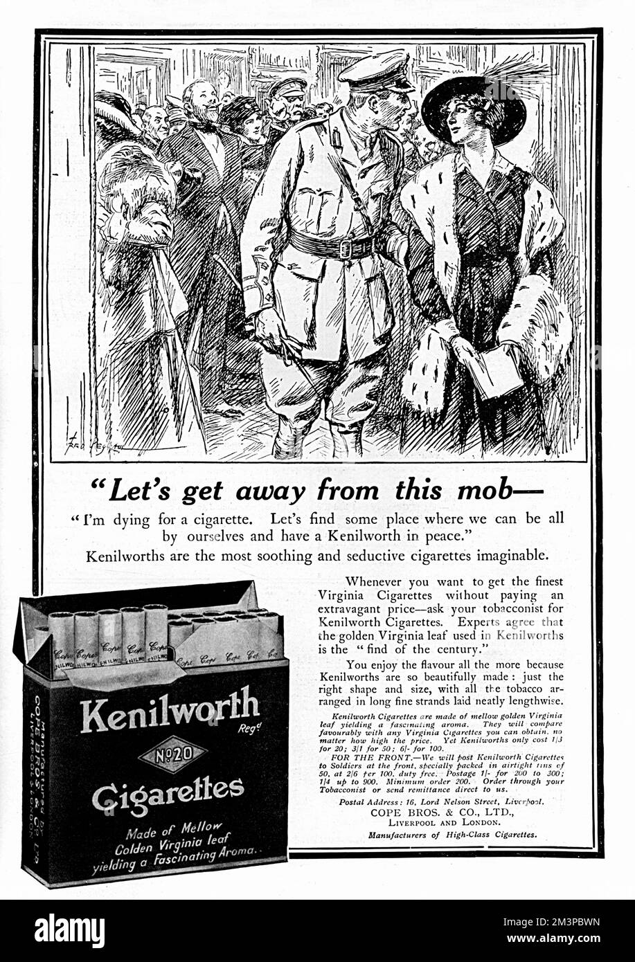 Kenilworth cigarettes advertisement, WW1 Stock Photo - Alamy