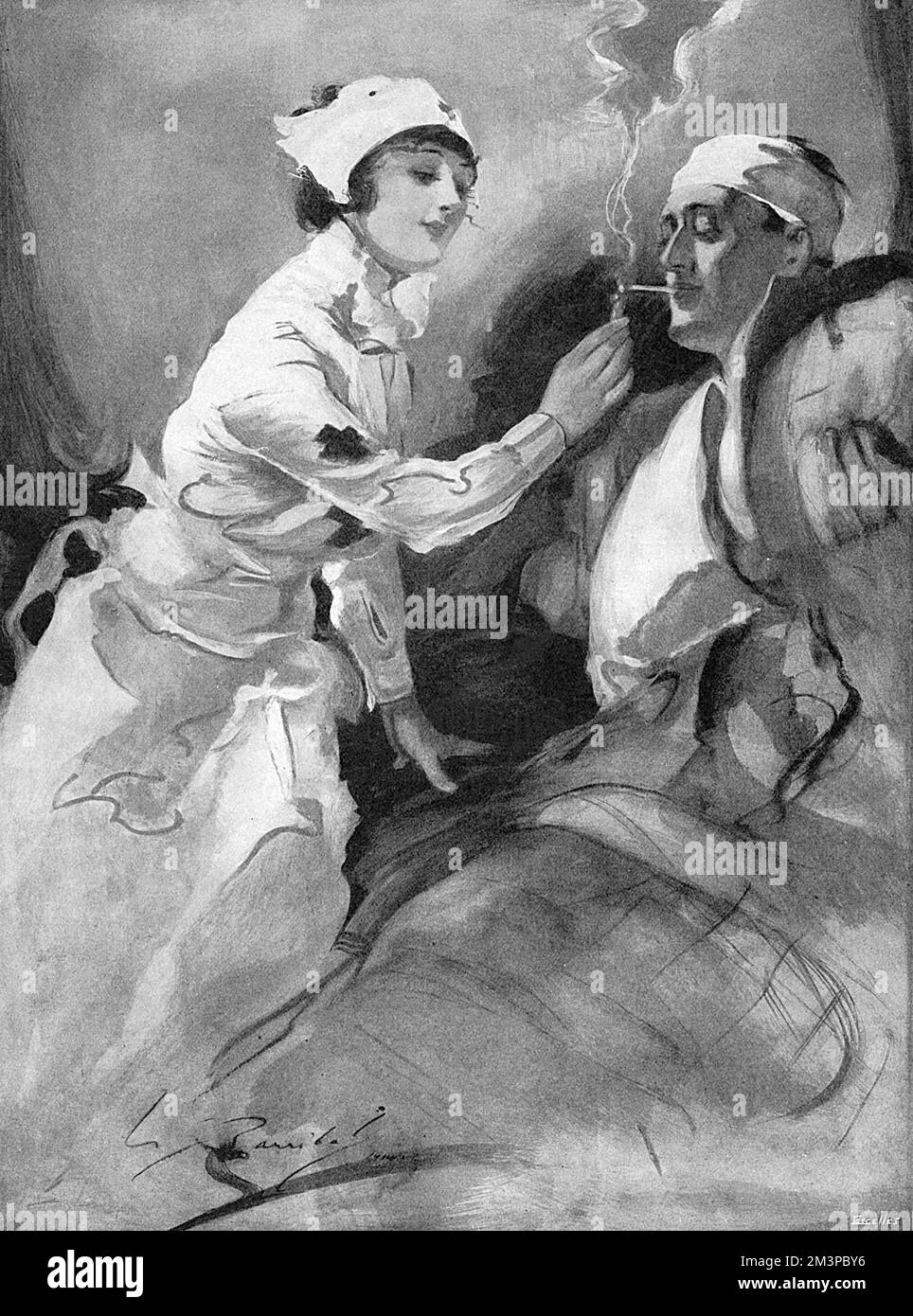 Out of the Frying Pan by Barribal, WW1 smoking Stock Photo - Alamy