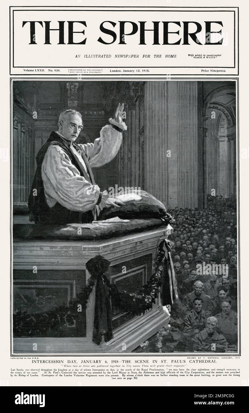 Sphere cover - Intercession Day by Matania, WW1 Stock Photo - Alamy