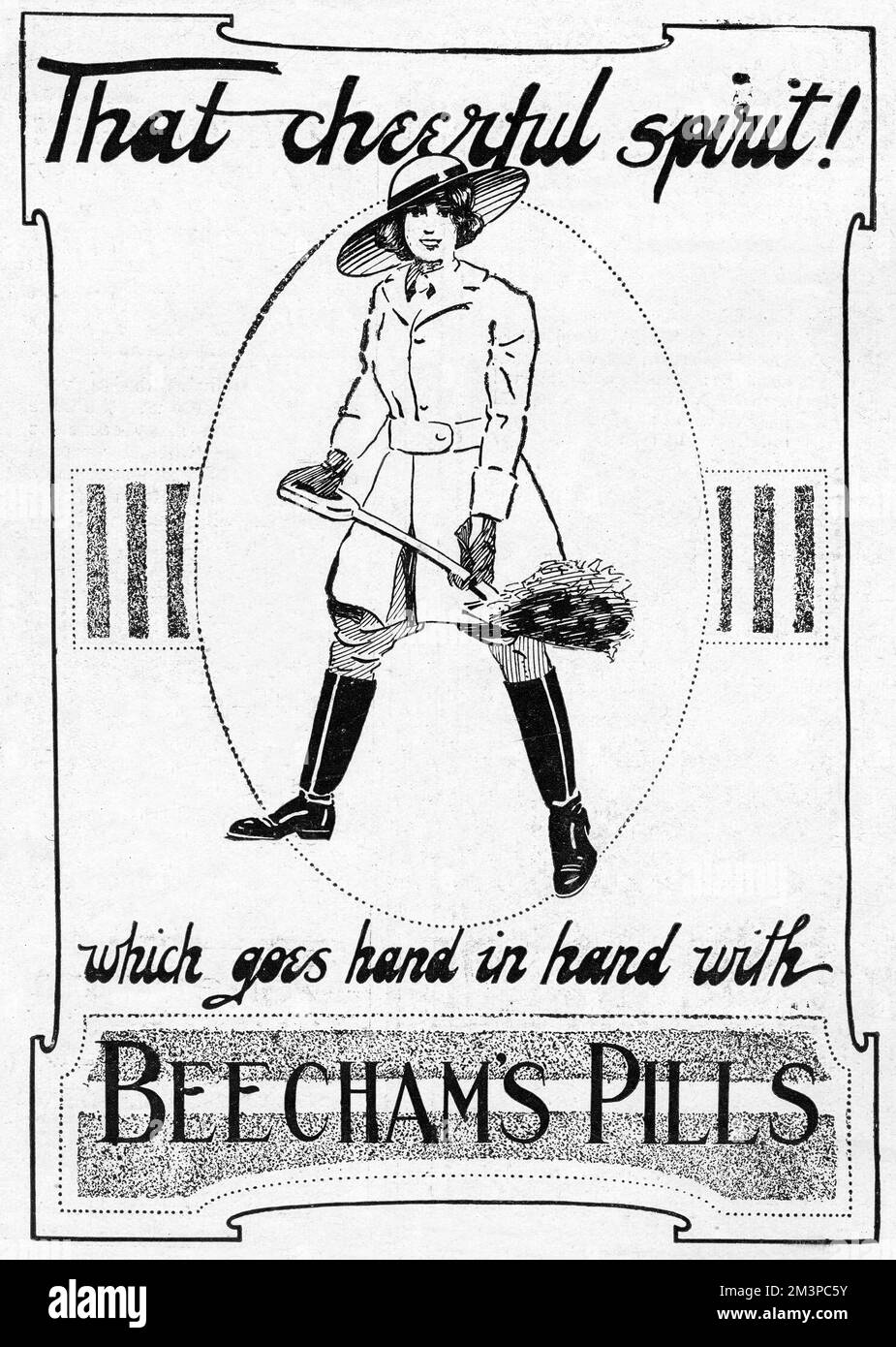 Beecham's Pills advert with land girl, WW1 Stock Photo - Alamy