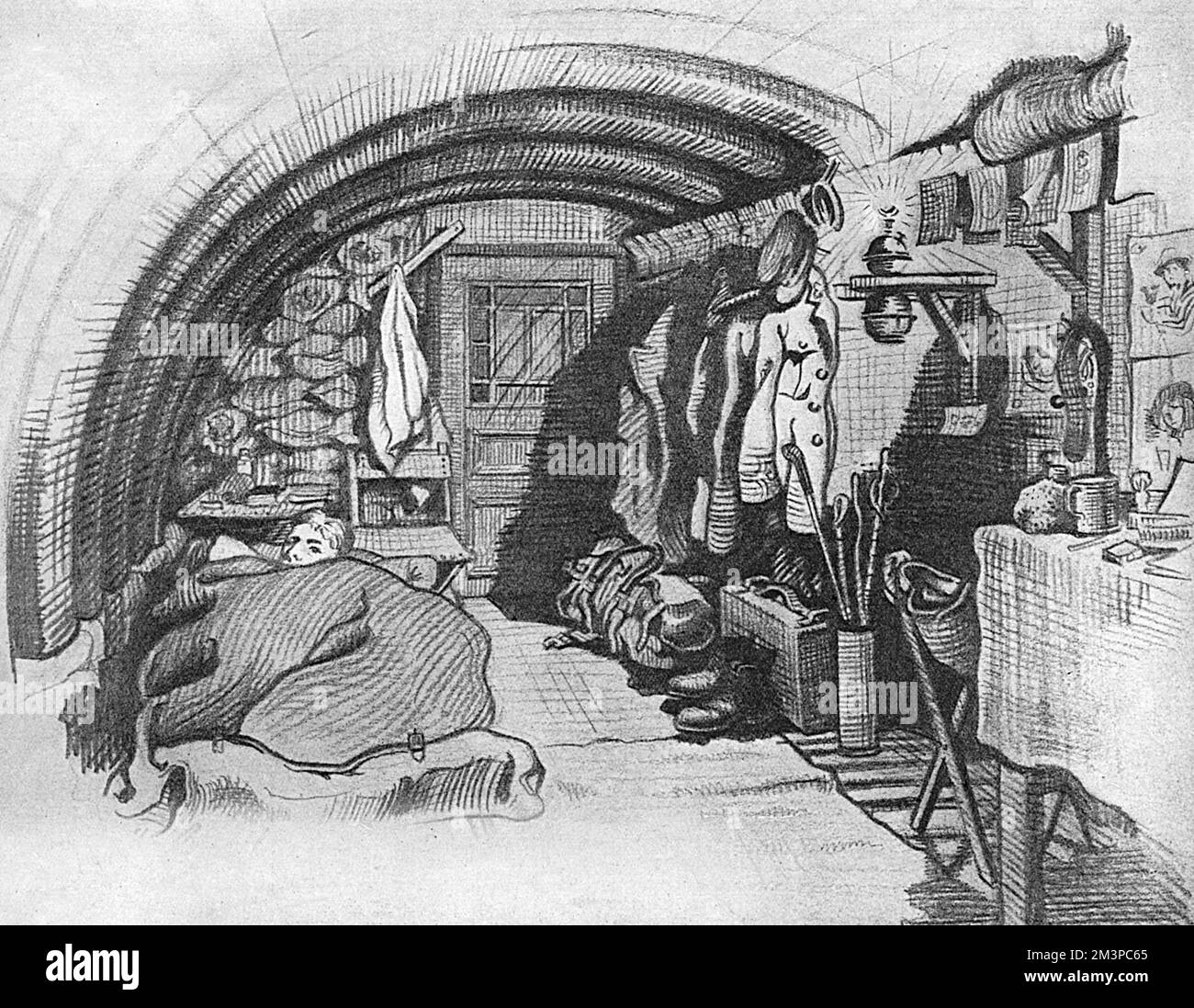 British dug-out interior, WW1 Stock Photo - Alamy