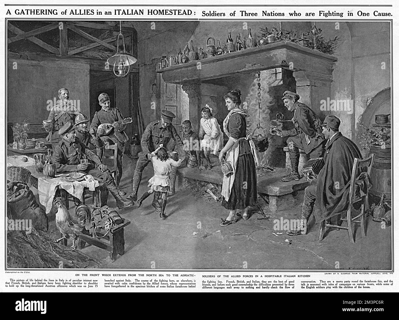 Gathering of Allies in an Italian home, WW1 Stock Photo - Alamy