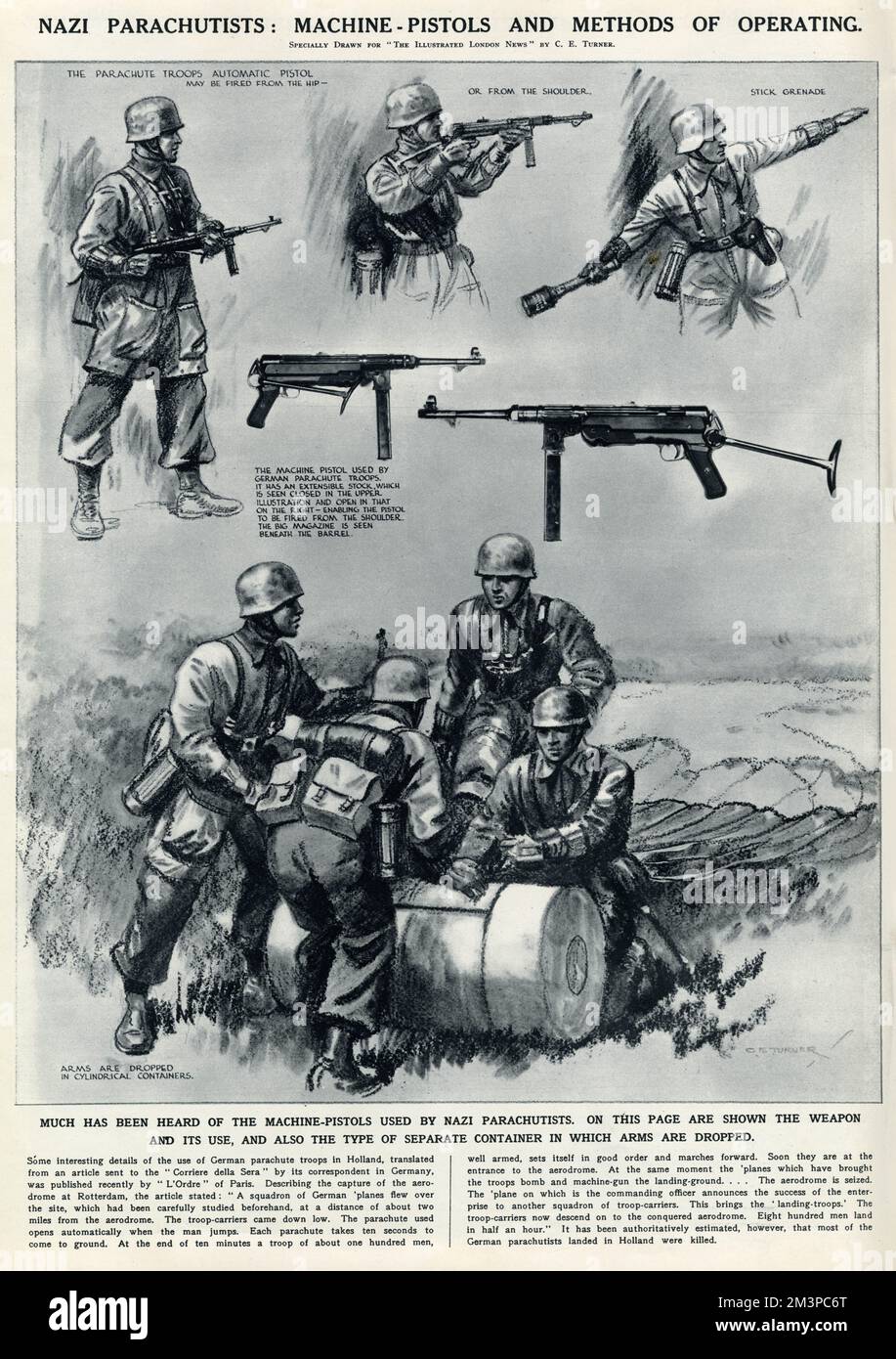 German Parachutists retrieving weapons and containers that have been ...