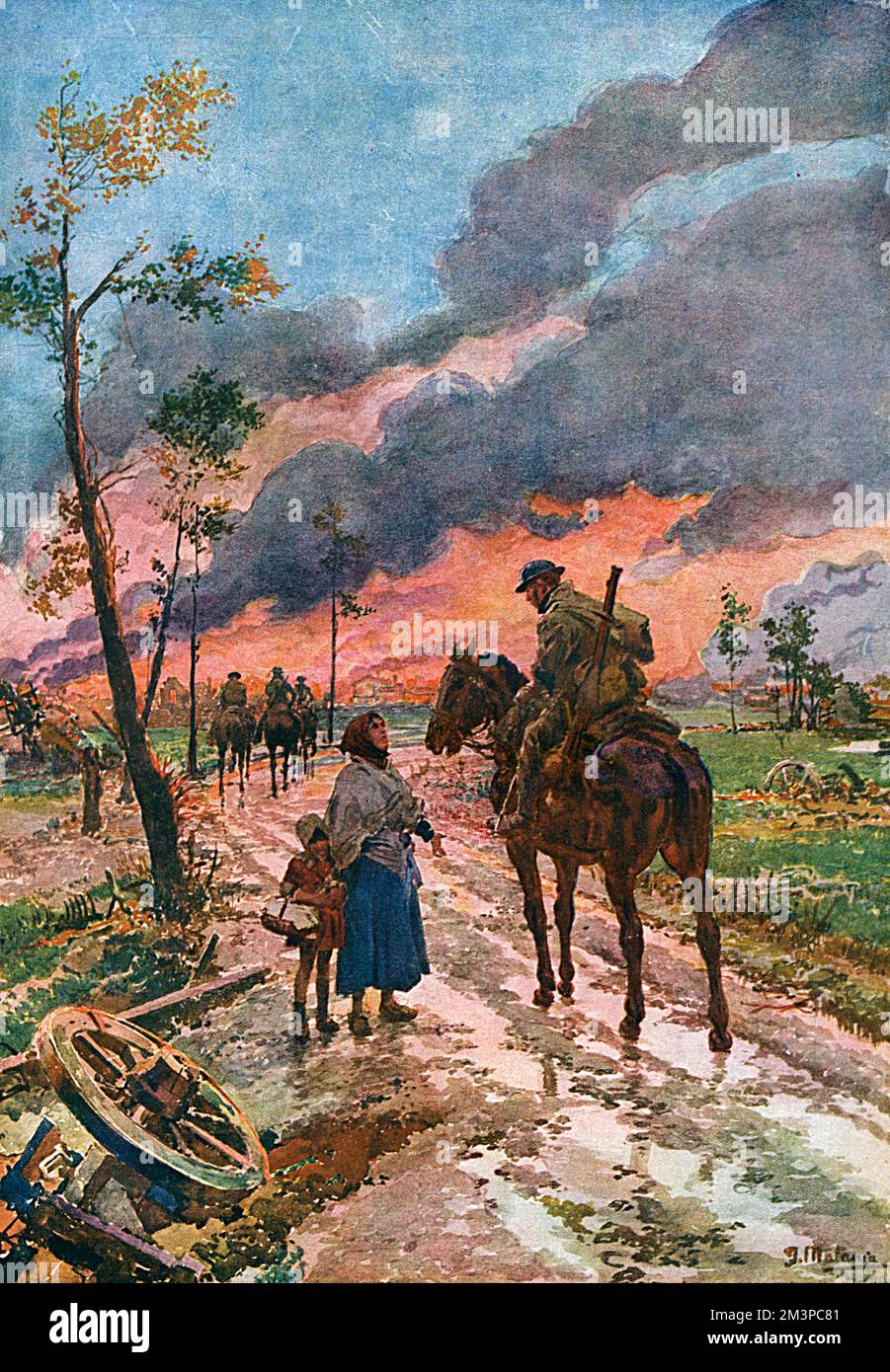 A poignant scene captured by the Sphere magazine's special artist ...