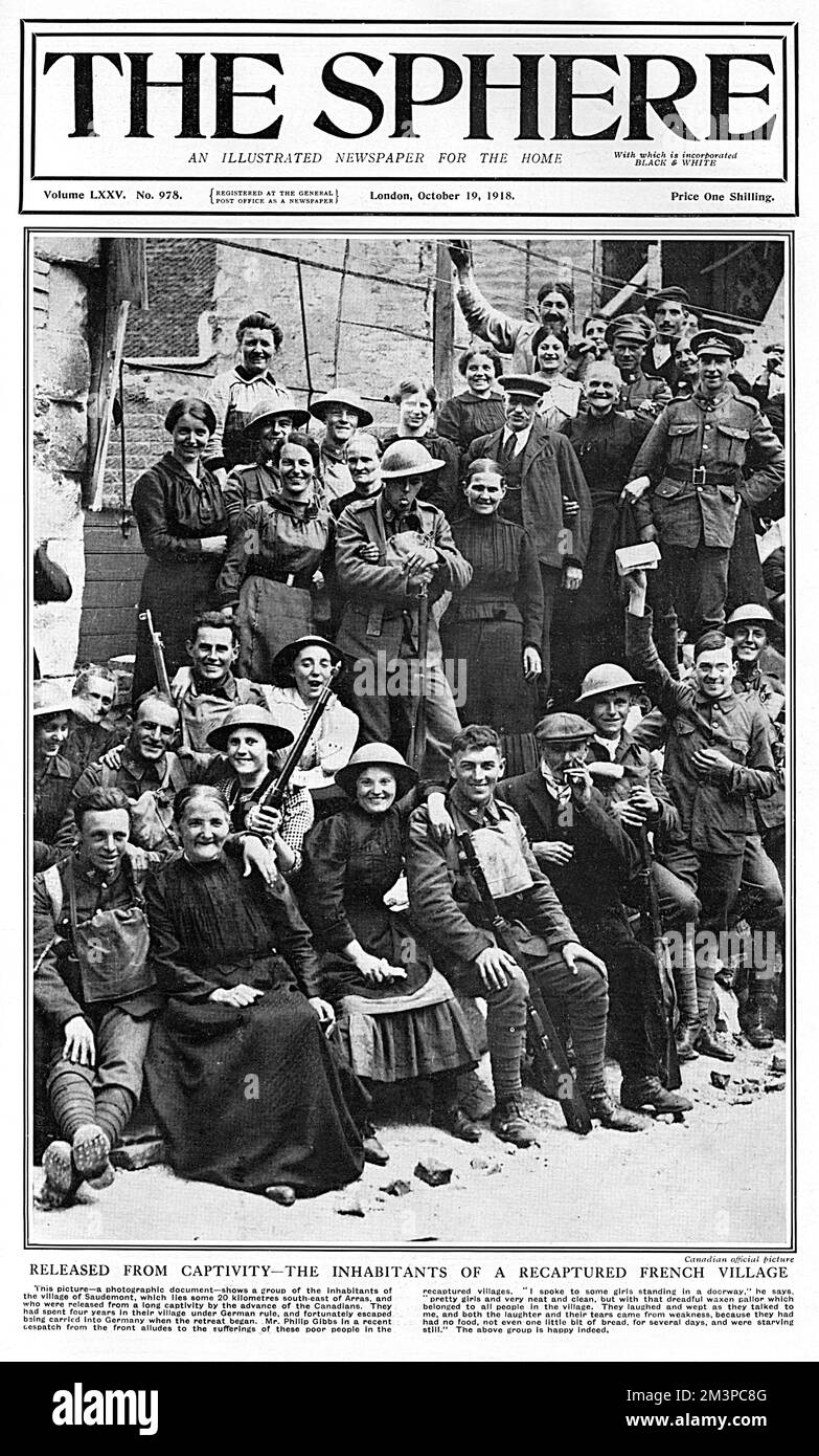 Sphere cover - inhabitants of a recaptured French village Stock Photo ...