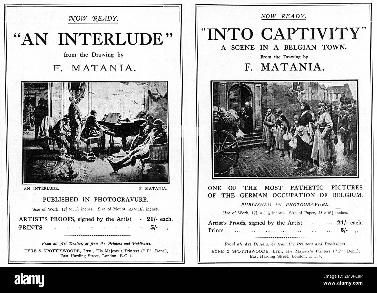 Adverts for Matania WW1 prints in The Sphere Stock Photo - Alamy