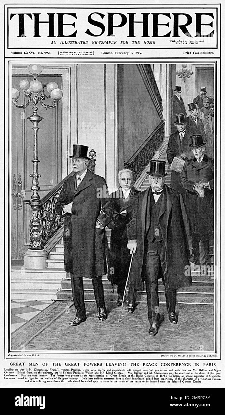 Peace Conference in Paris by Matania Stock Photo - Alamy