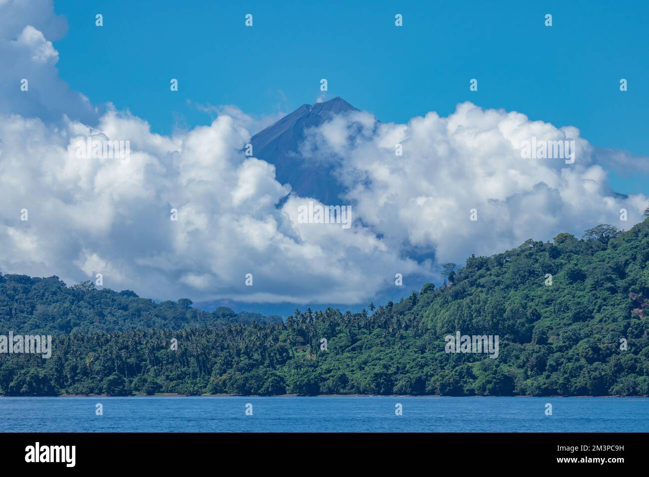 Clouds forming above volcano in the south Pacific Ocean - Ring of fire ...