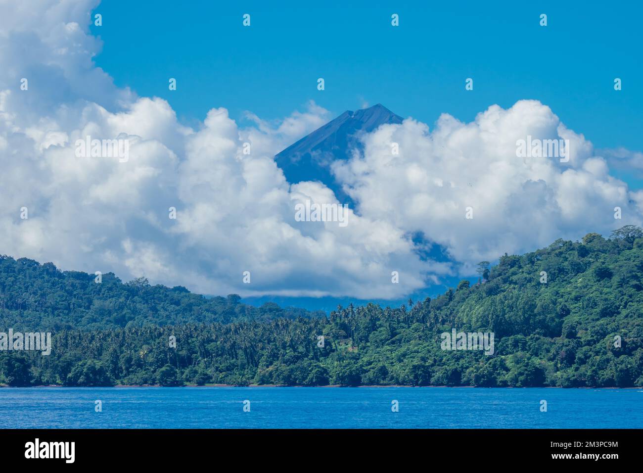 Clouds forming above volcano in the south Pacific Ocean - Ring of fire ...
