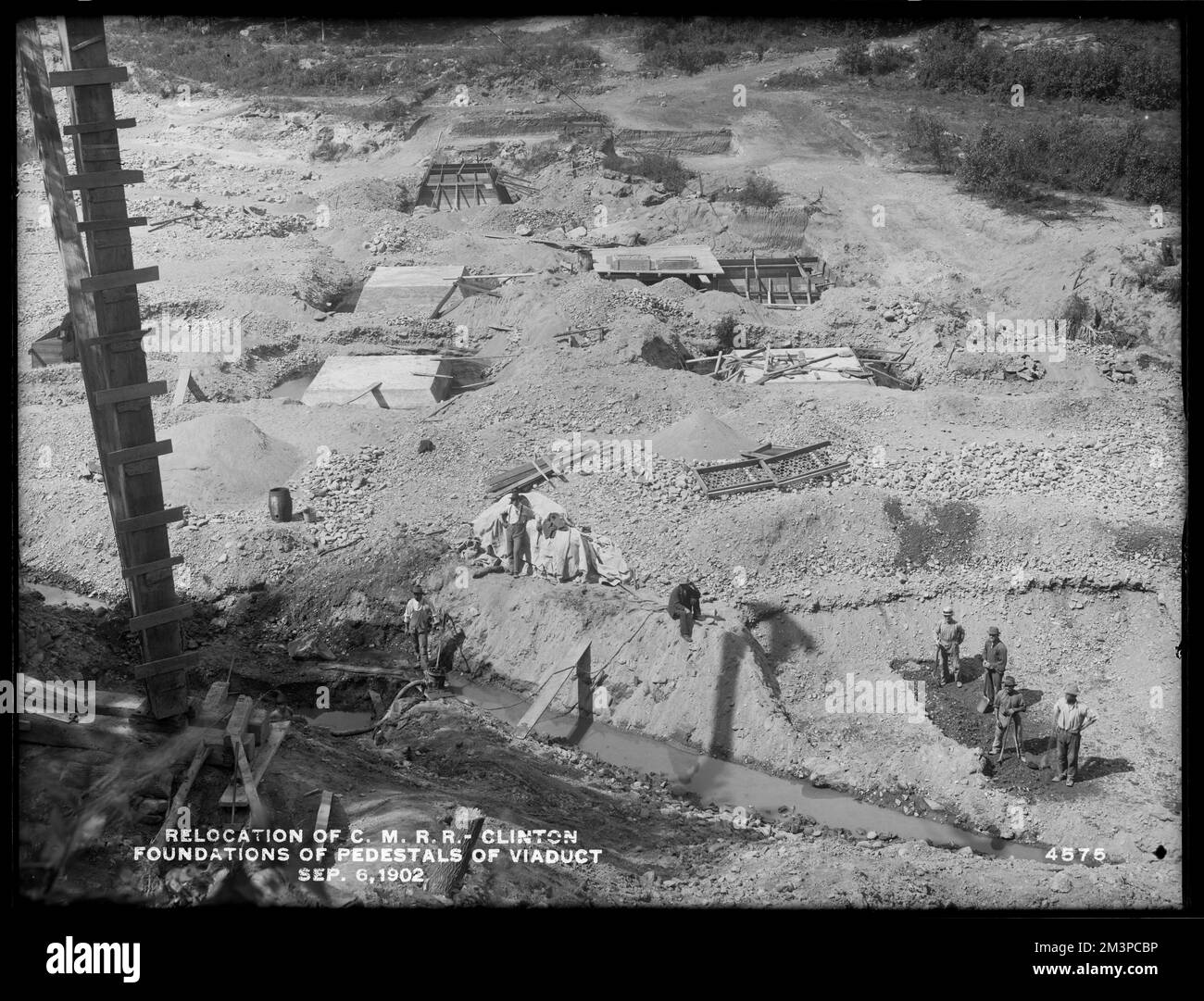 Relocation Central Massachusetts Railroad, foundations of pedestals of ...