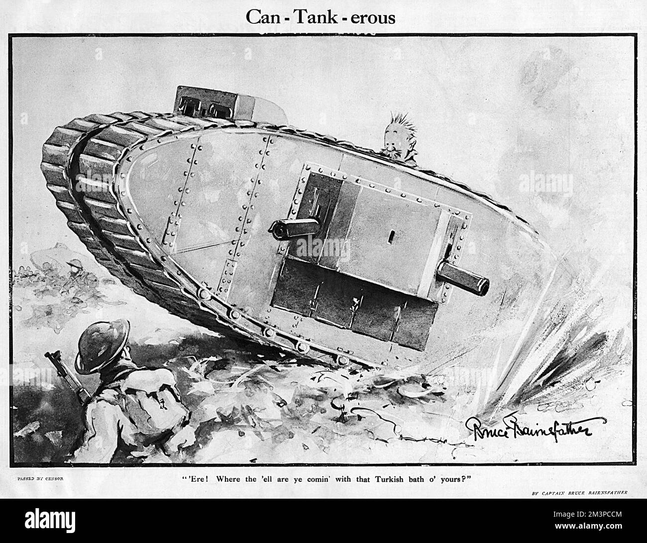 Can-Tankerous by Bruce Bairnsfather, WW1 cartoon Stock Photo - Alamy