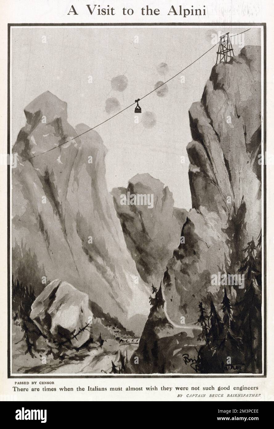 A Visit to the Alpini by Bruce Bairnsfather, WW1 cartoon Stock Photo ...