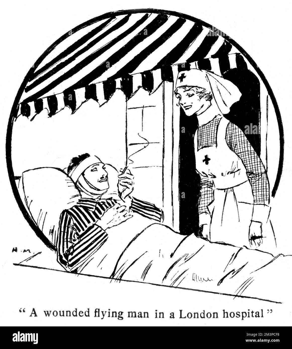 A wounded airman in a London hospital - WW1 smoking Stock Photo - Alamy
