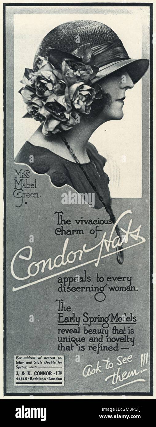 Advert for Condor hats 1923 Stock Photo - Alamy