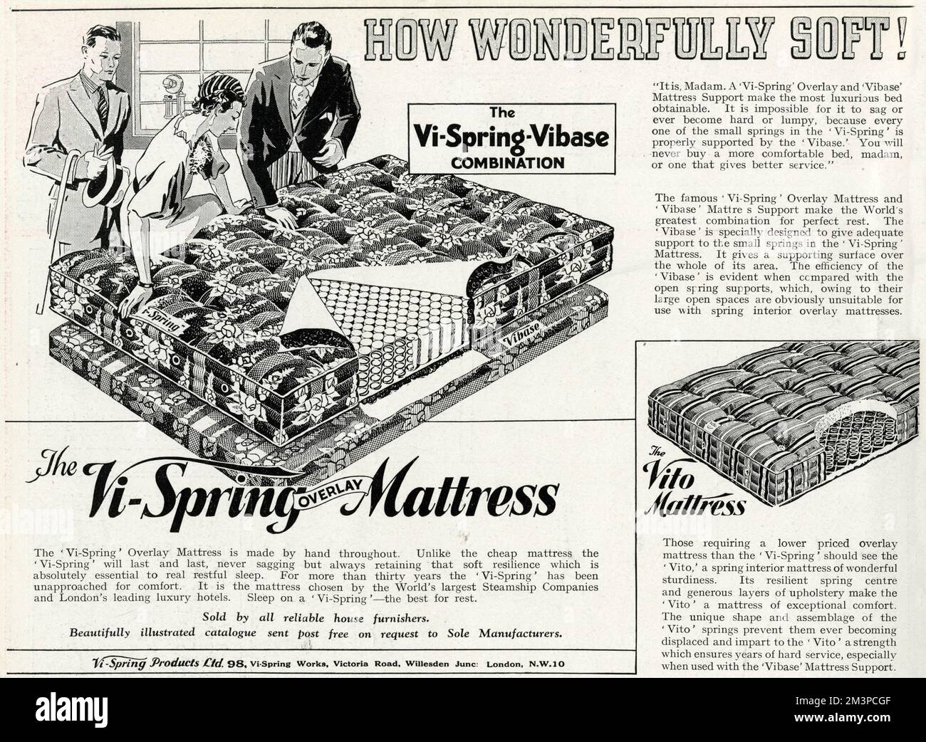 Advert for Vi-spring Mattress 1934 Stock Photo - Alamy