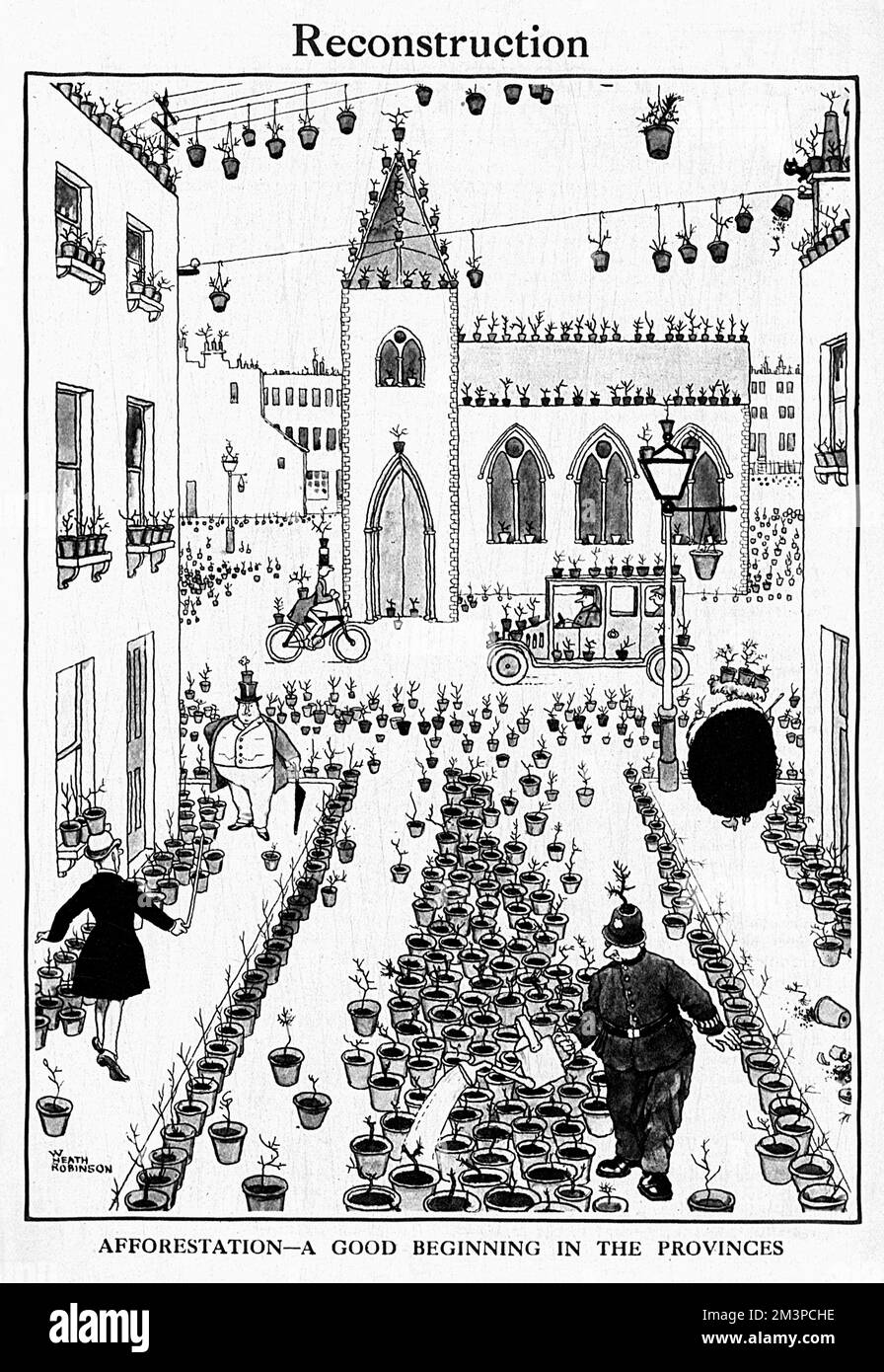 Reconstruction by William Heath Robinson, WW1 cartoon Stock Photo - Alamy