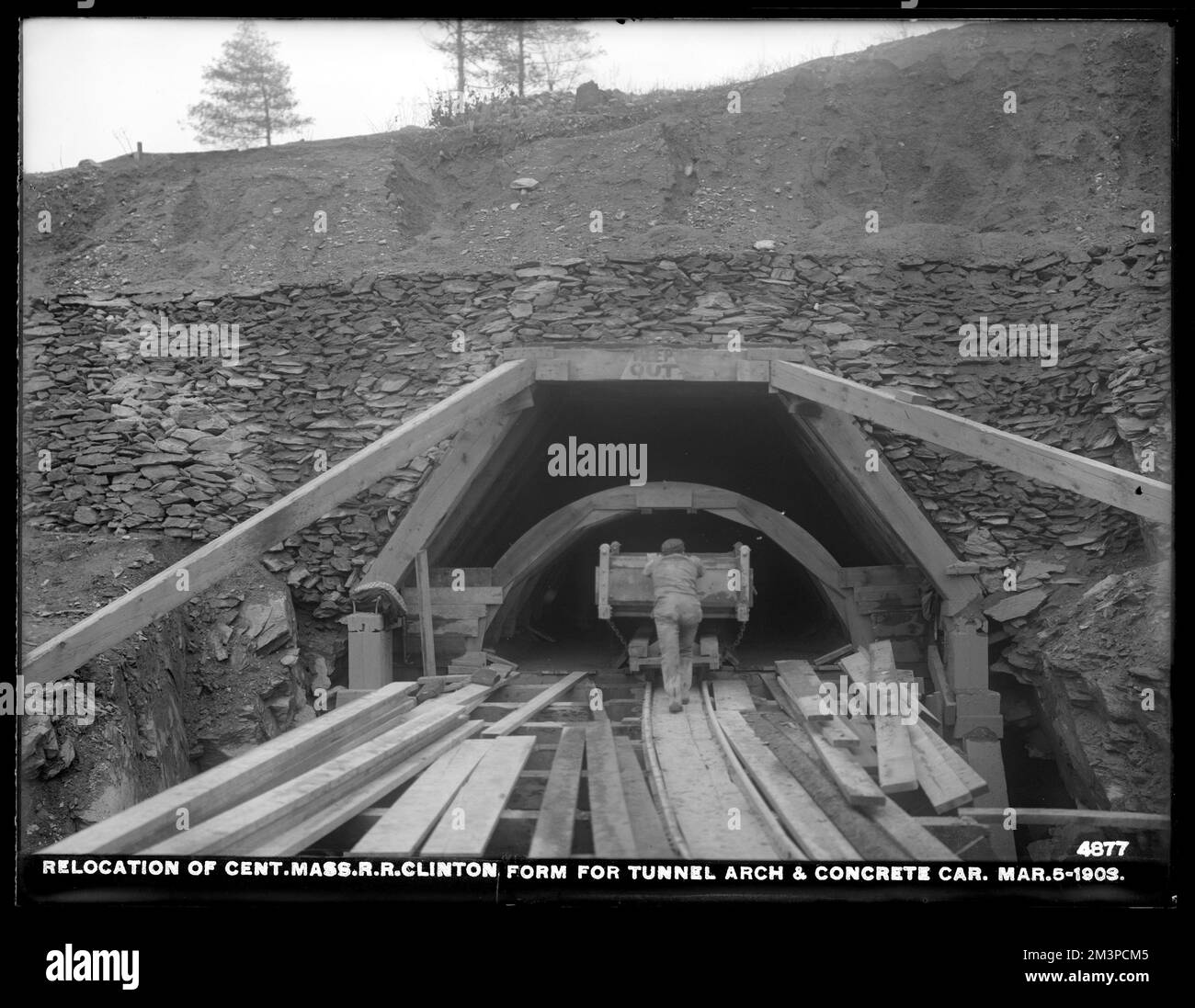 Relocation Central Massachusetts Railroad, form for tunnel arch and ...