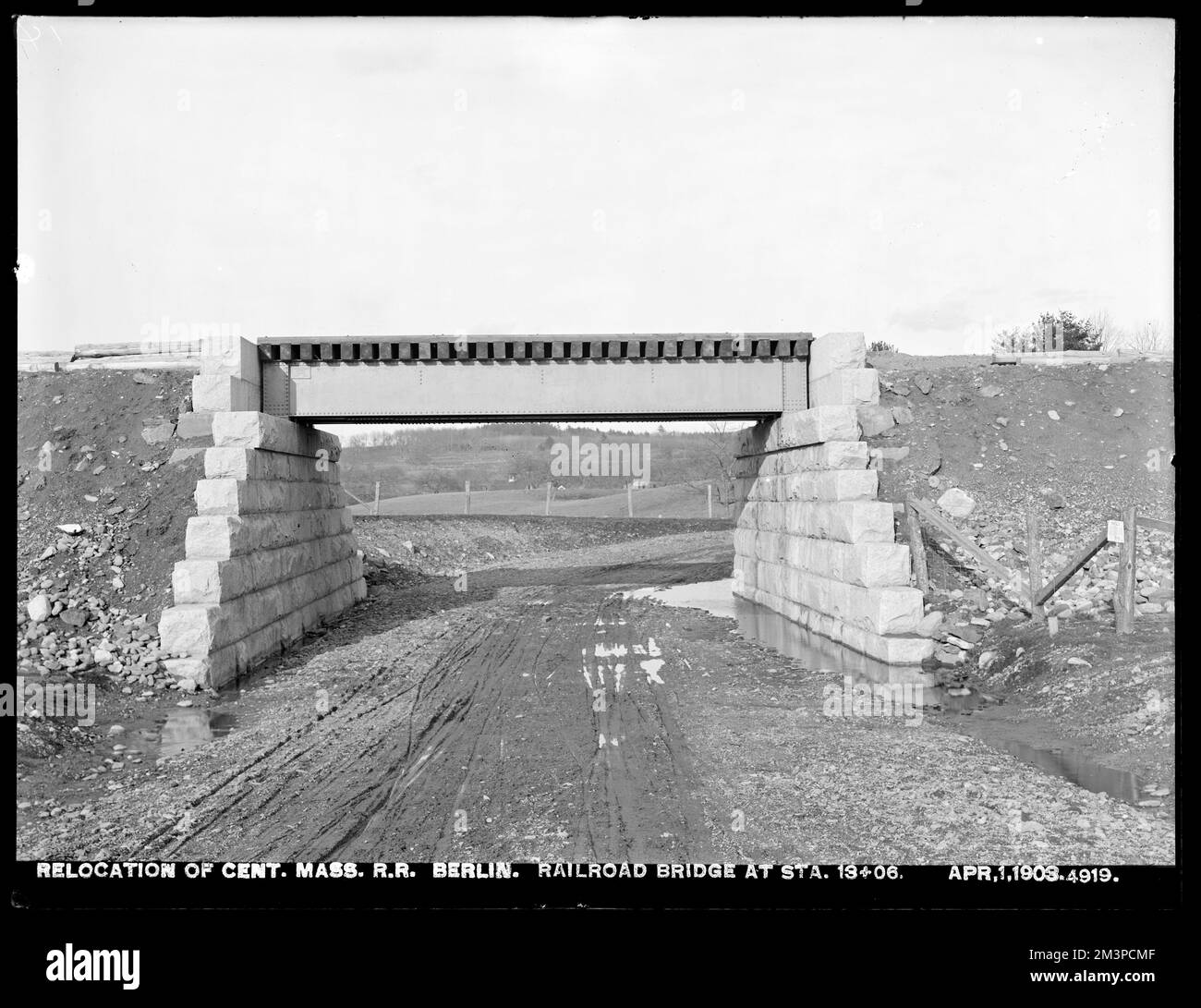 Relocation Central Massachusetts Railroad, railroad bridge, at station ...