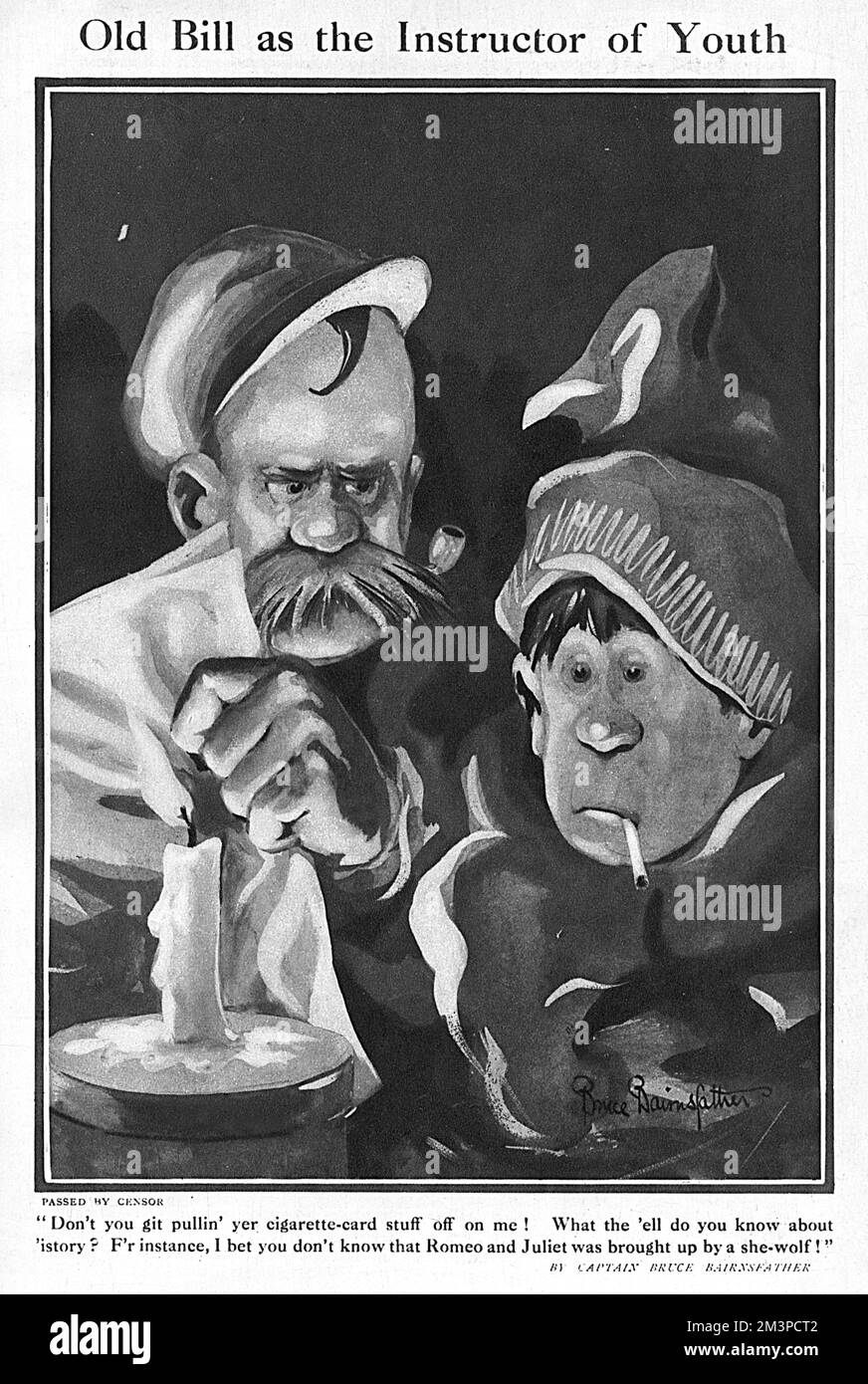 Old Bill as the Instructor of Youth, by Bairnsfather Stock Photo - Alamy