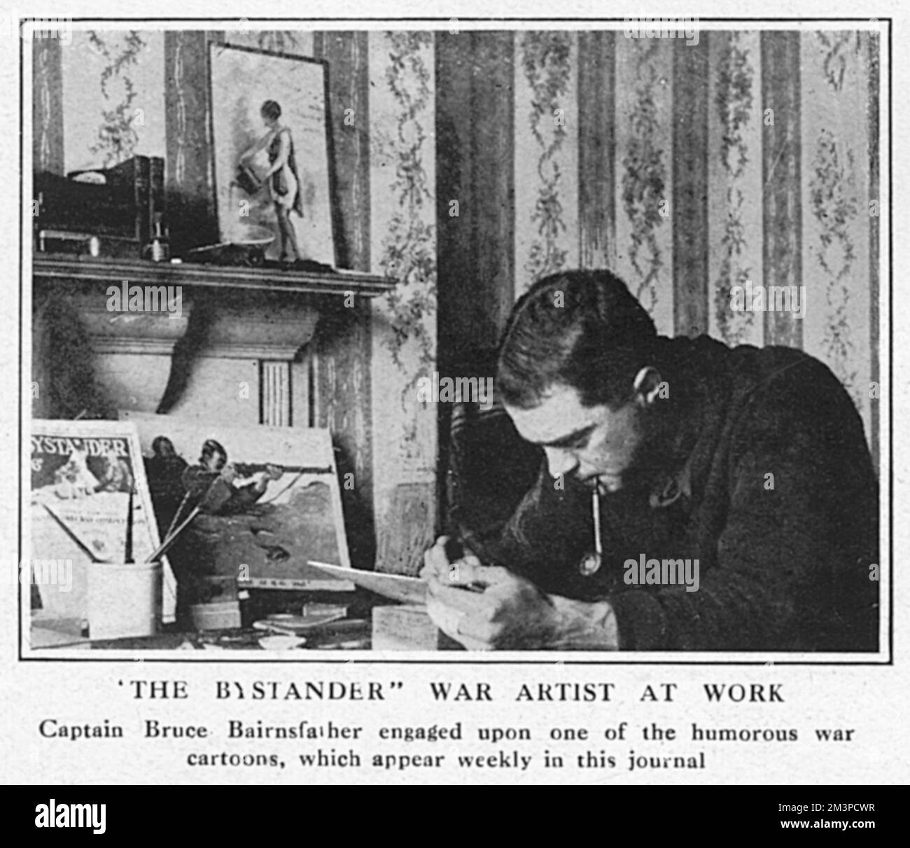 Captain Bruce Bairnsfather at work Stock Photo - Alamy