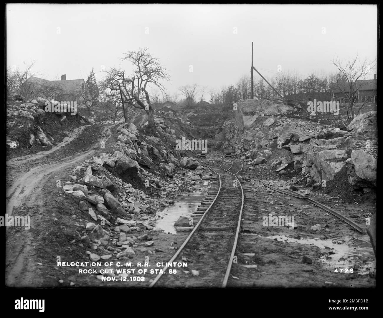Relocation Central Massachusetts Railroad, rock cut, west of station 85 ...