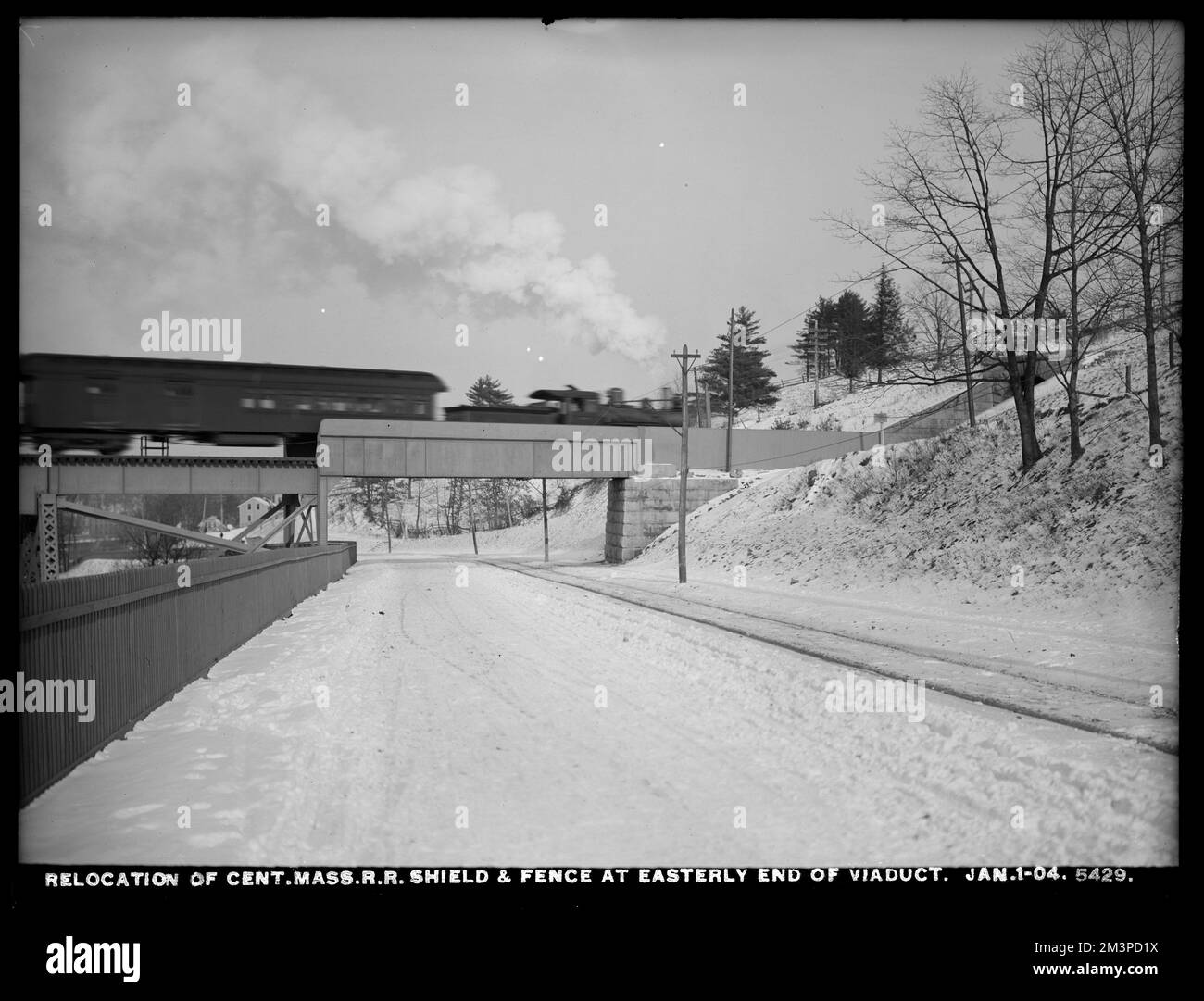 Relocation Central Massachusetts Railroad, shield and fence, at ...