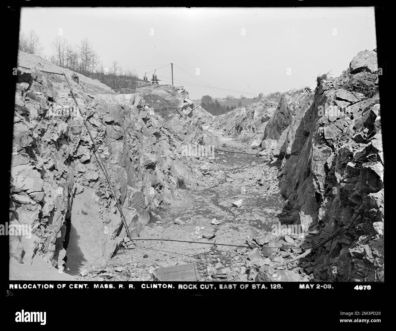 Relocation Central Massachusetts Railroad, rock cut, east of station ...