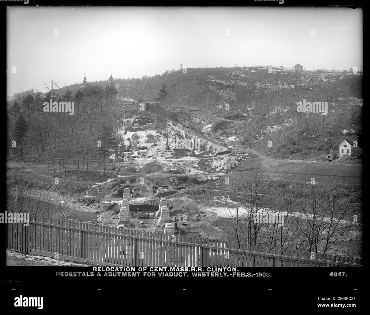 Relocation Central Massachusetts Railroad, pedestals and abutments for ...