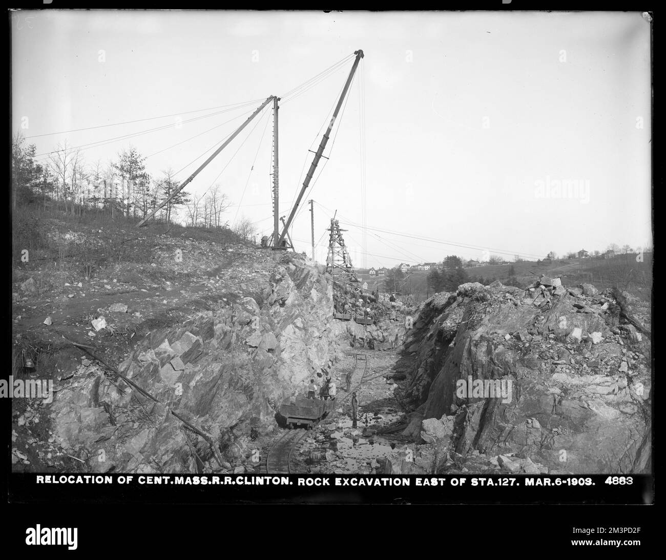 Relocation Central Massachusetts Railroad, rock excavation, east of ...