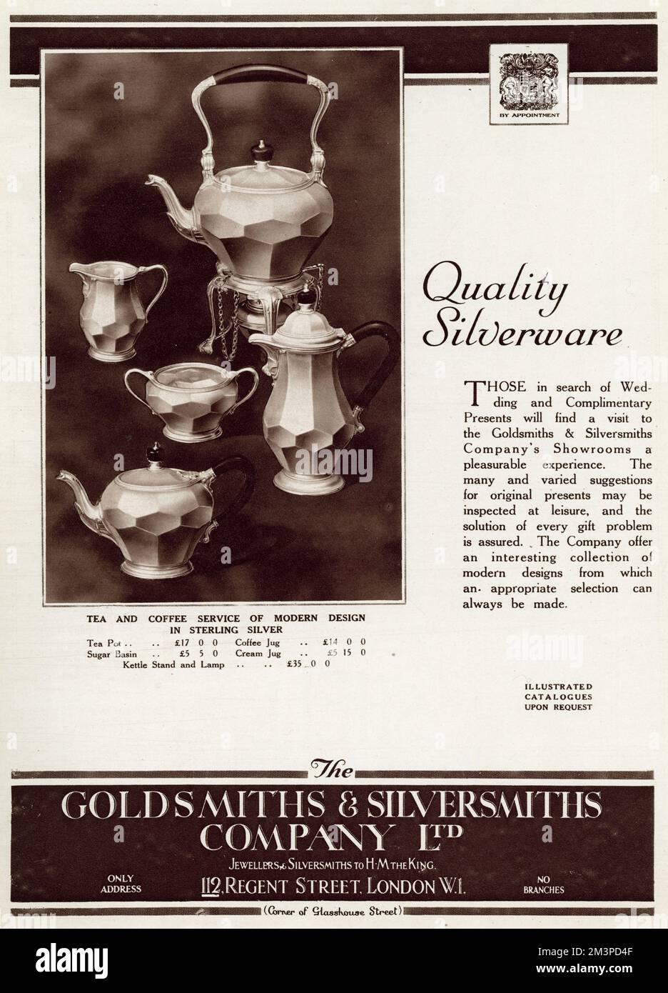 Advert for Goldsmiths & Silversmiths tea & coffee service Stock Photo ...