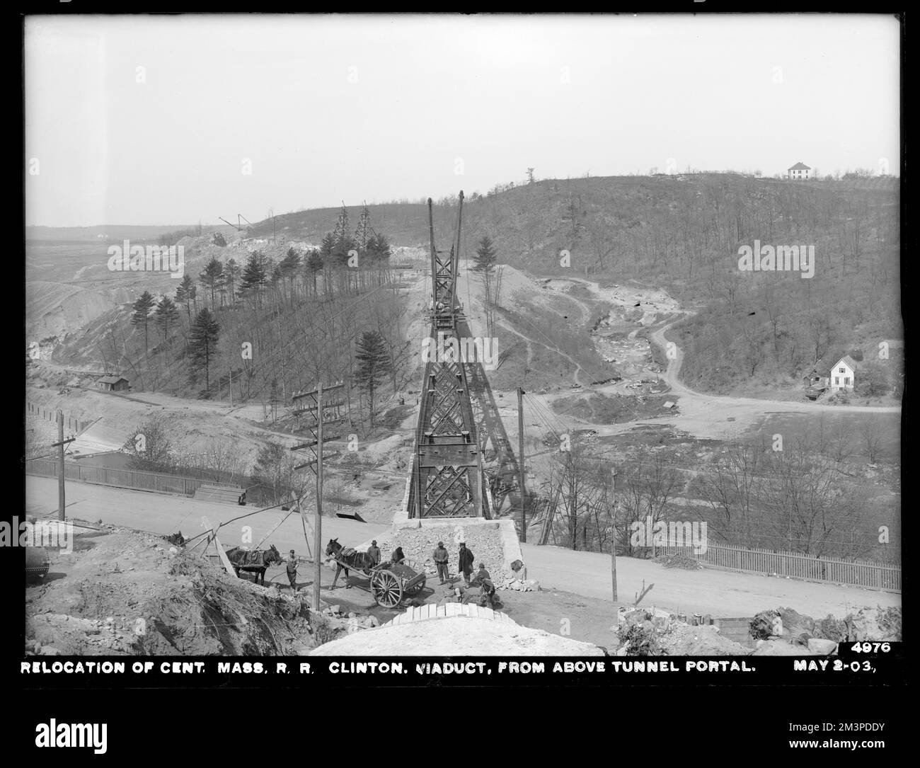 Relocation Central Massachusetts Railroad, viaduct from above tunnel ...