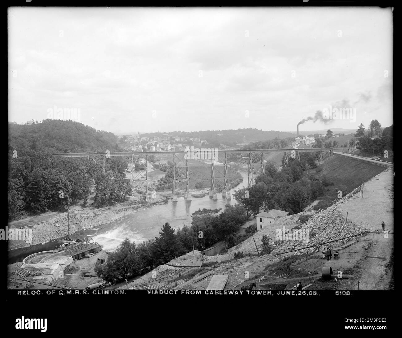 Relocation Central Massachusetts Railroad, viaduct from cableway tower ...
