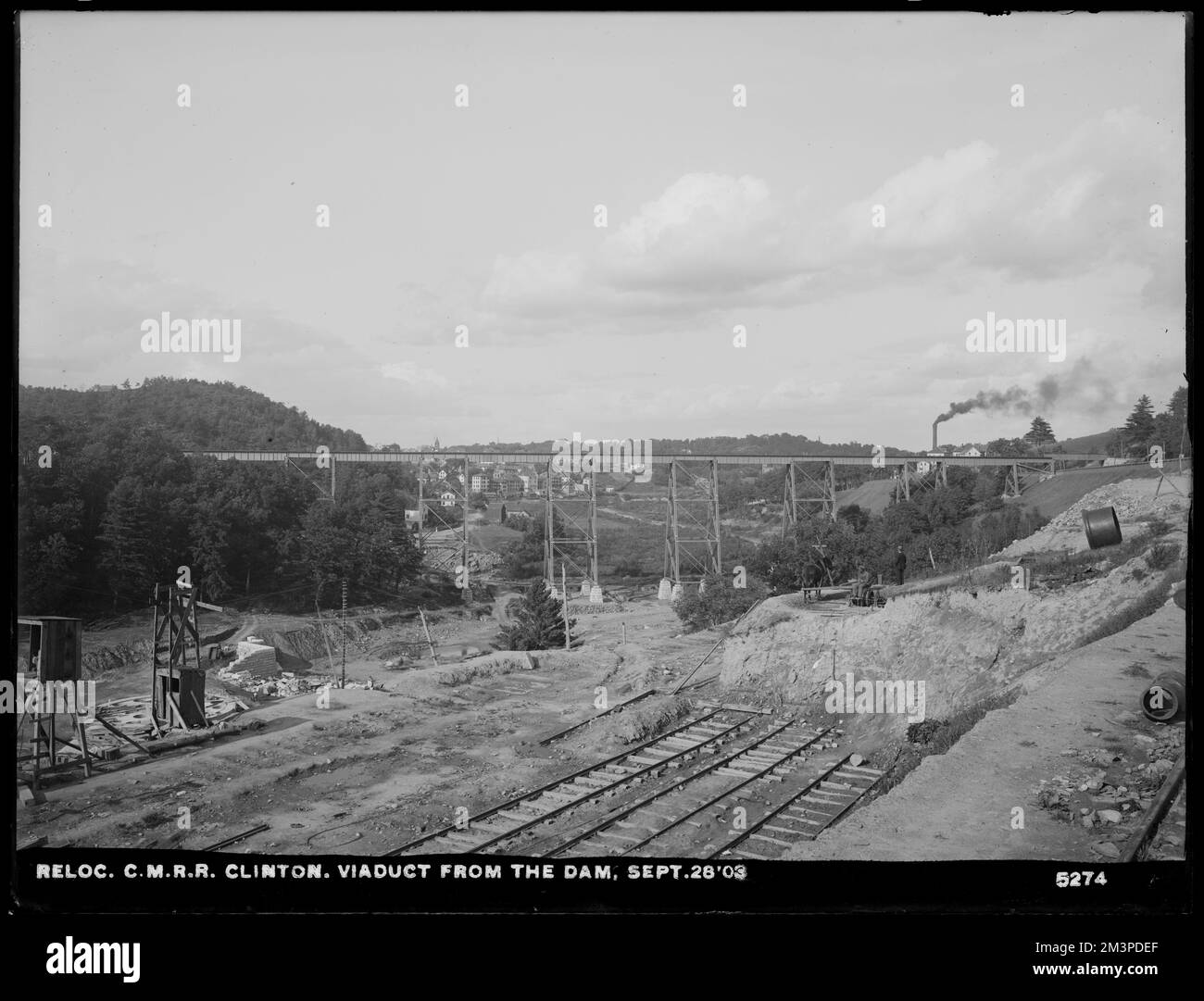 Relocation Central Massachusetts Railroad, viaduct from the dam ...